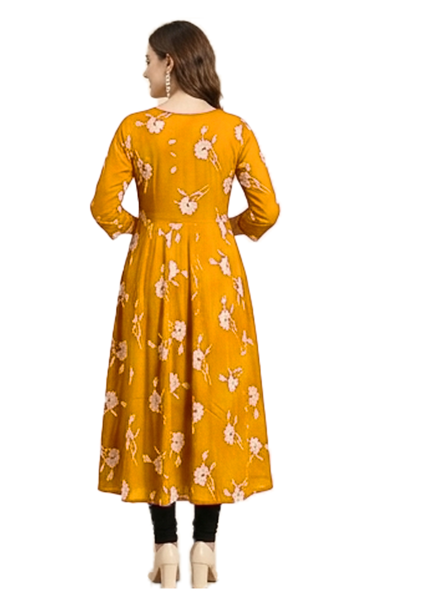 Rust Orange Floral Anarkali (only Top) – vindula