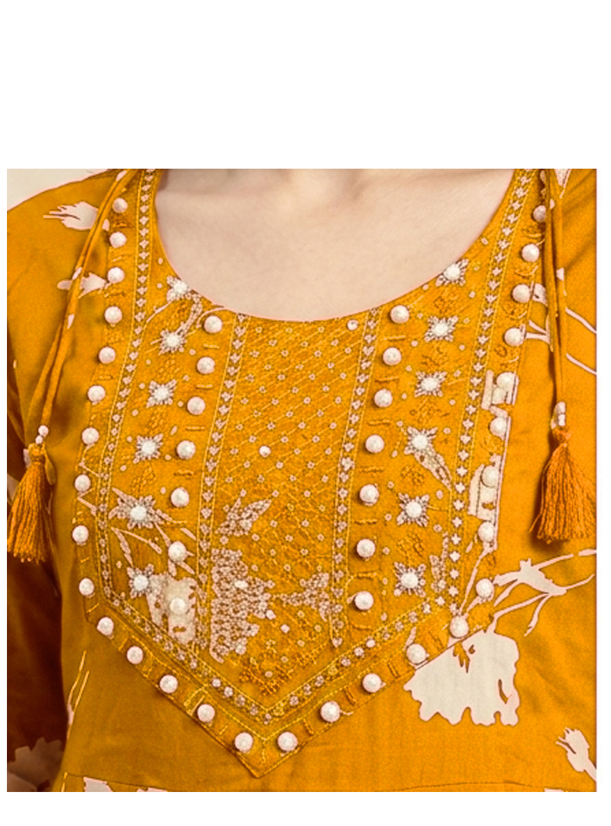 Rust Orange Floral Anarkali (only Top) – vindula